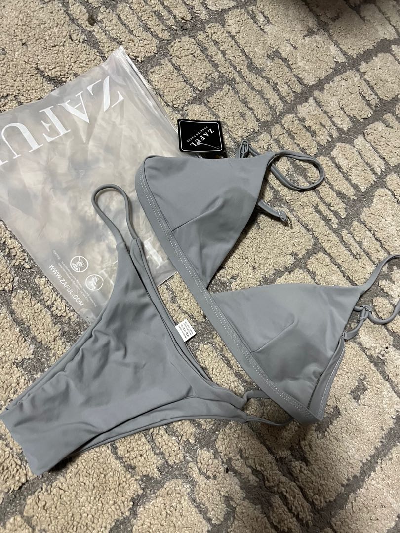 Grey string bikini swimwear, Women's Fashion, Swimwear, Bikinis ...