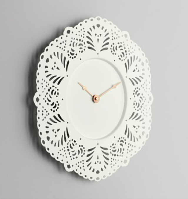 IKEA SKURAR White Enamel Wall Clock Round Lace look (discontinued ...