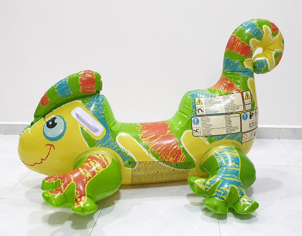 Intex Colourful Smiling Dino Gecko Inflatable Swimming Ride On Float ...