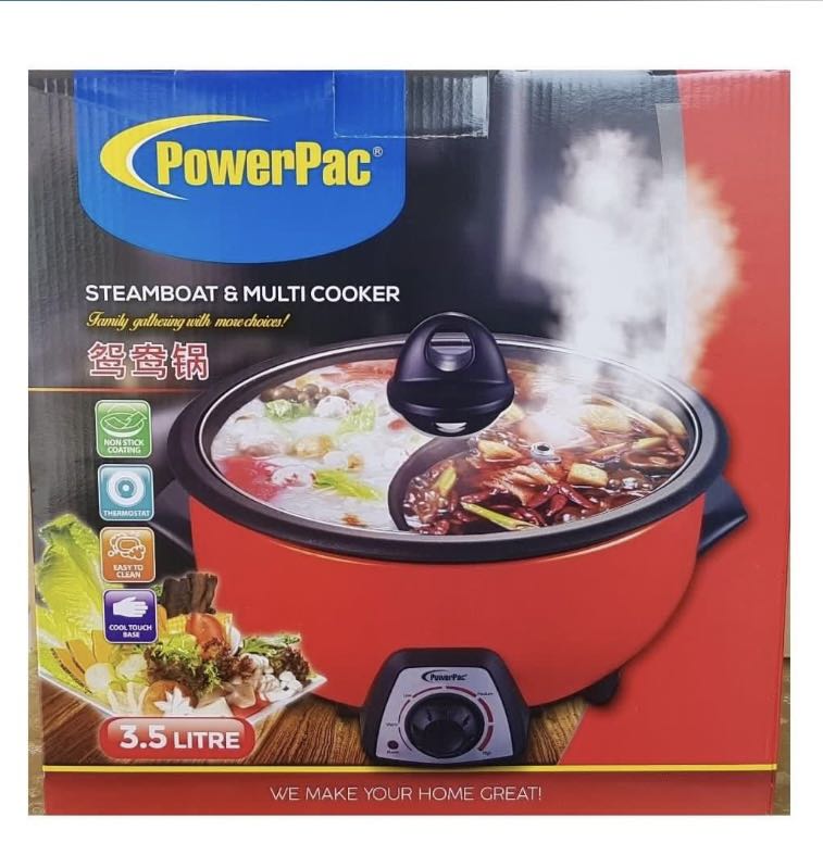 Powerpac steamboat 3.5L Yuan Yang pot with 2 compartment, TV & Home ...