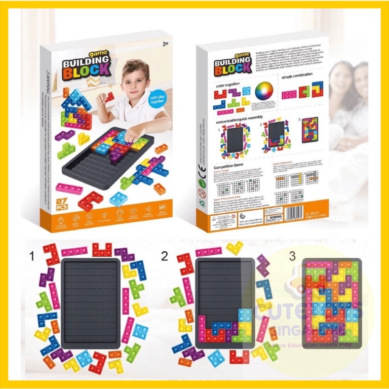Push Pop It + Tetris Building Block Game (2IN1 FUN) Brain Sensory ...