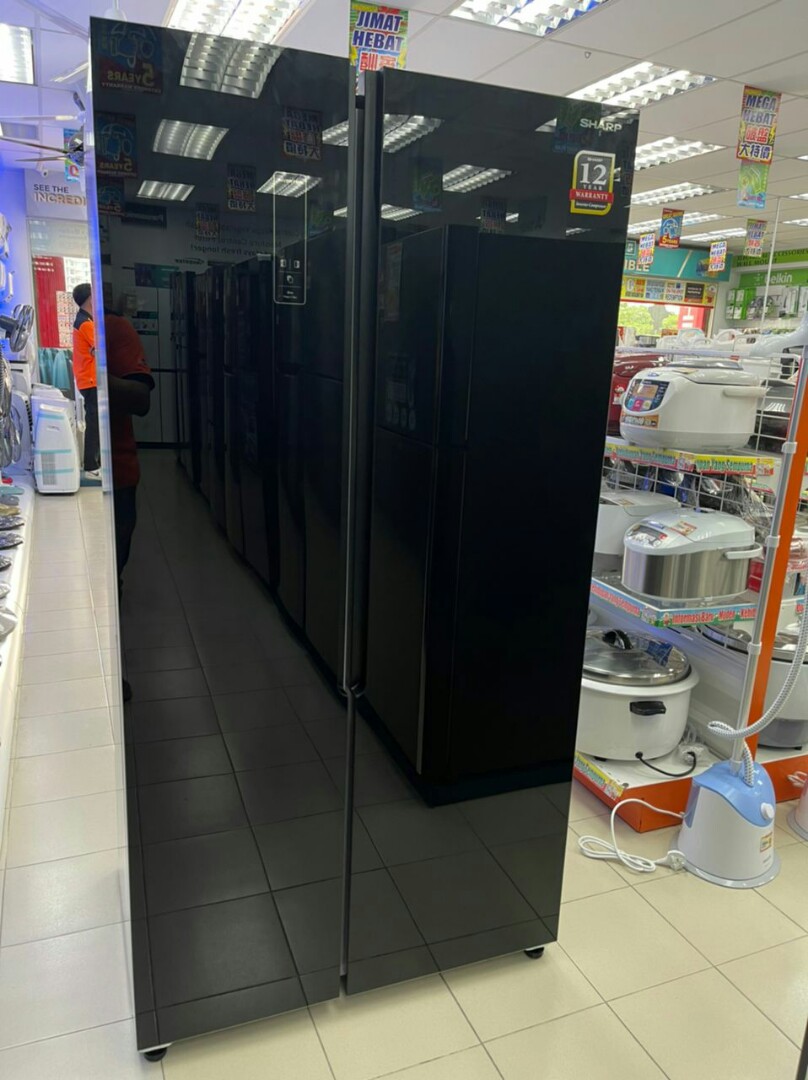 SHARP SIDE BY SIDE SJX639GK INVERTER Tempered Glass Door, TV & Home ...