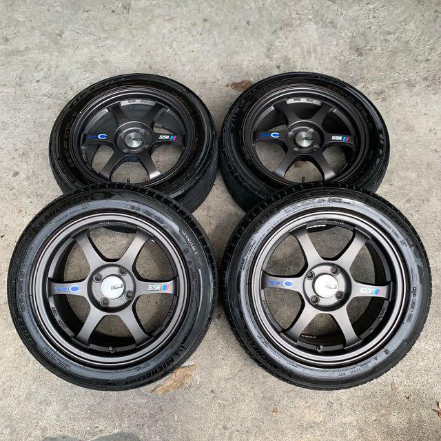 SSR type C 15 inch sports rim Vios tyre 70%, Auto Accessories on Carousell