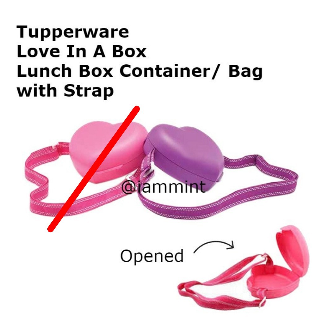 Tupperware Love In A Box Heart Lunch Box Sandwich Container Keeper Bag with Strap, Furniture ...