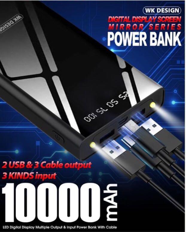 WK DESIGN (Model: WP-177) MIRROR SERIES 10000mAh Powerbank (LED ...