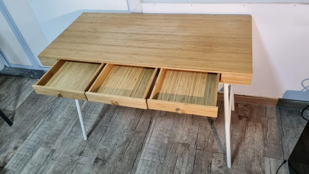 Wooden Study table from IKEA with drawers, Furniture & Home Living ...