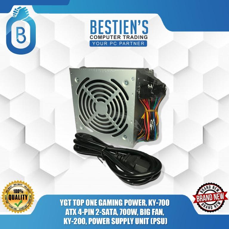 YGT TOP ONE GAMING POWER, KY-700 ATX 4-PIN 2-SATA, 700W, BIG FAN, KY-200, POWER SUPPLY UNIT (PSU ...