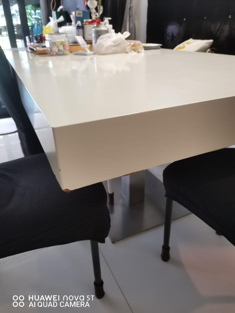 Free 2m white dining table, sits 10 pax comfortably, Furniture & Home ...