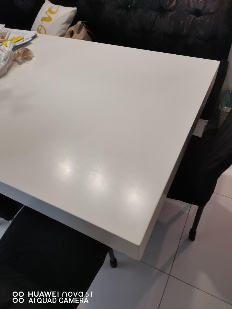 Free 2m white dining table, sits 10 pax comfortably, Furniture & Home ...