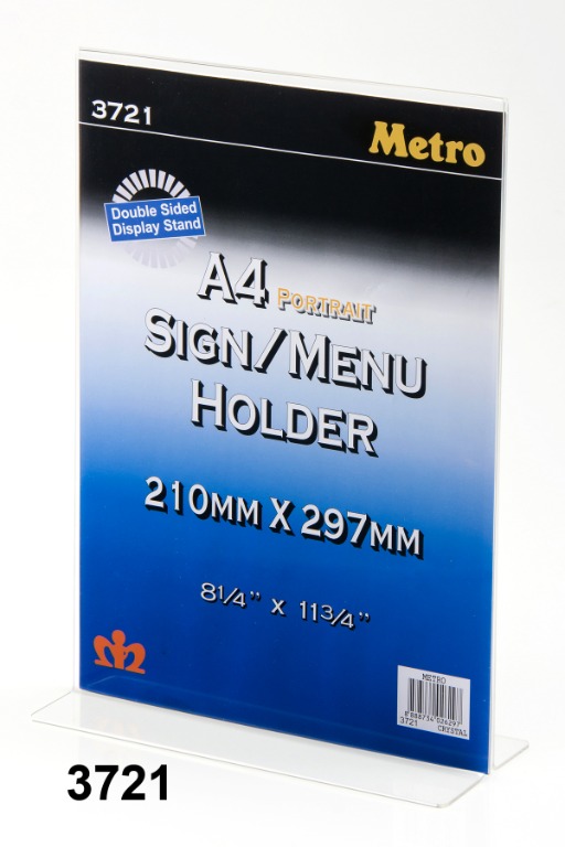 A4 T Shape Sign Menu, Portrait Holder, Display Stand - 210mm x 297mm ...
