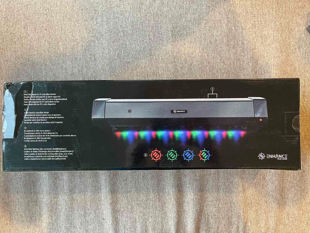 ENHANCE Gaming Computer Speakers Sound Bar - Under Monitor Soundbar LED ...