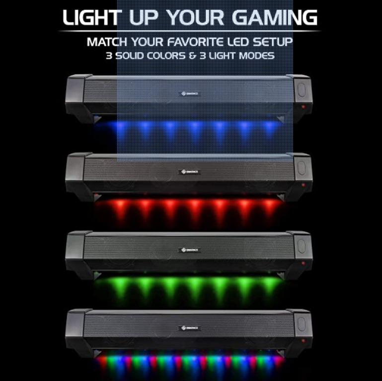 ENHANCE Gaming Computer Speakers Sound Bar - Under Monitor Soundbar LED ...