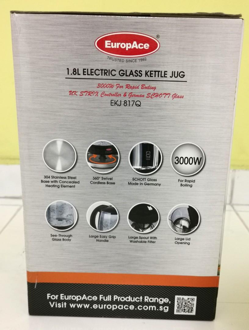 EuropAce Electric Glass Kettle Jug, TV & Home Appliances, Kitchen ...
