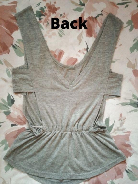 Grey Backless Open Side Top, Women's Fashion, Tops, Sleeveless on Carousell