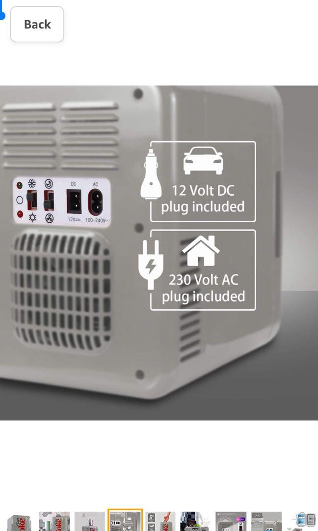 Koolatron Coca Cola Diet Coke White Mini Fridge 4 Liter/6 Can Portable Mini Fridge for Food ...