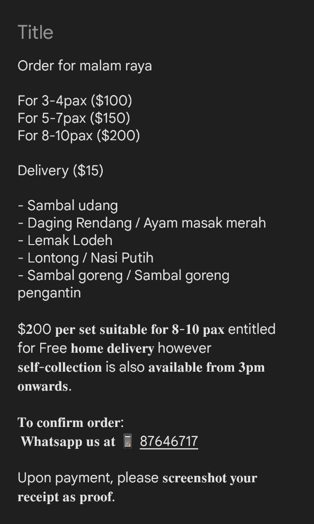 Malam Raya Food, Food & Drinks, Homemade Bakes on Carousell