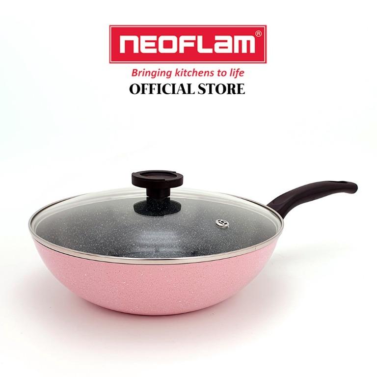 Neoflam Reverse Colour Marble 30cm Wokpan with Ecolon Ceramic Coating ...