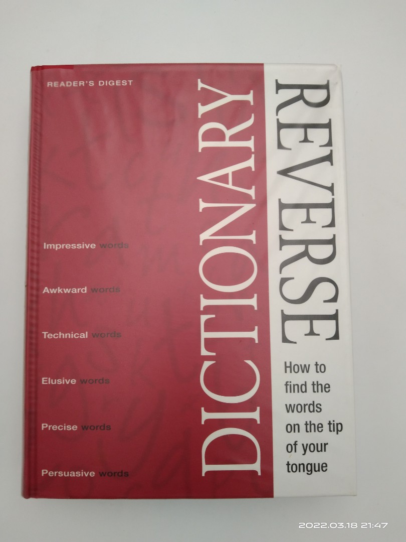 Reverse Dictionary Reader's Digest Learn English Vocabulary, Hobbies ...