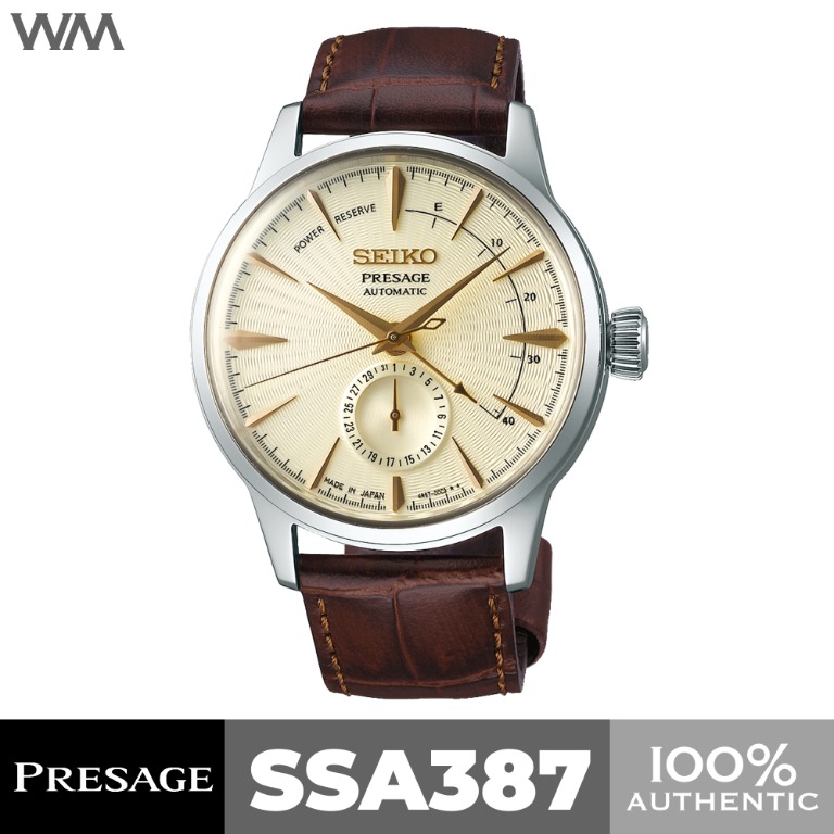 Seiko Presage Cocktail Golden Champagne Leather Strap Automatic Watch ...