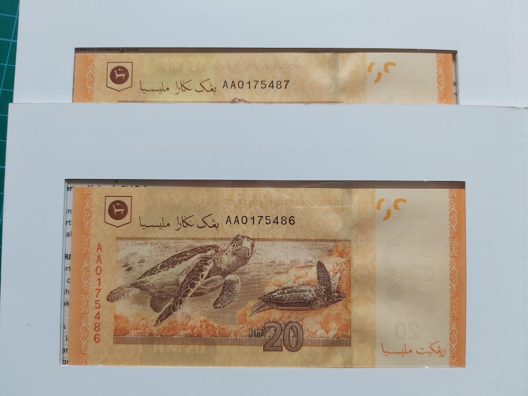 2 run AA first prefix RM 20 Ringgit Keunikan Malaysia, Distinctively ...