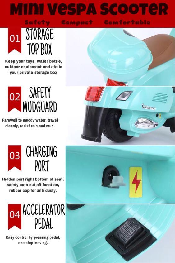 Baby Vespa Scooter Remote Control Kids Electrical Scooter Mini Vespa ...