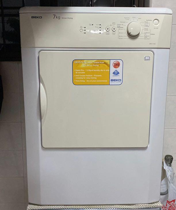 Beko DRVS73 7kg Vented Tumble Dryer with Sensor Drying, TV & Home ...