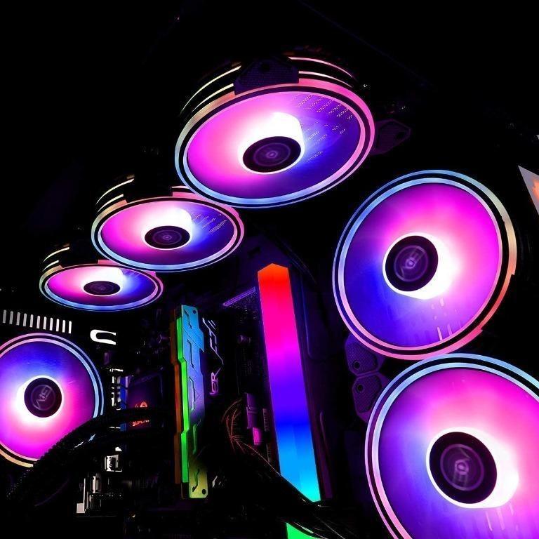 H3277 GIM KB-24 RGB Case Fans, 3 Pack 120mm Quiet Computer Cooling PC ...