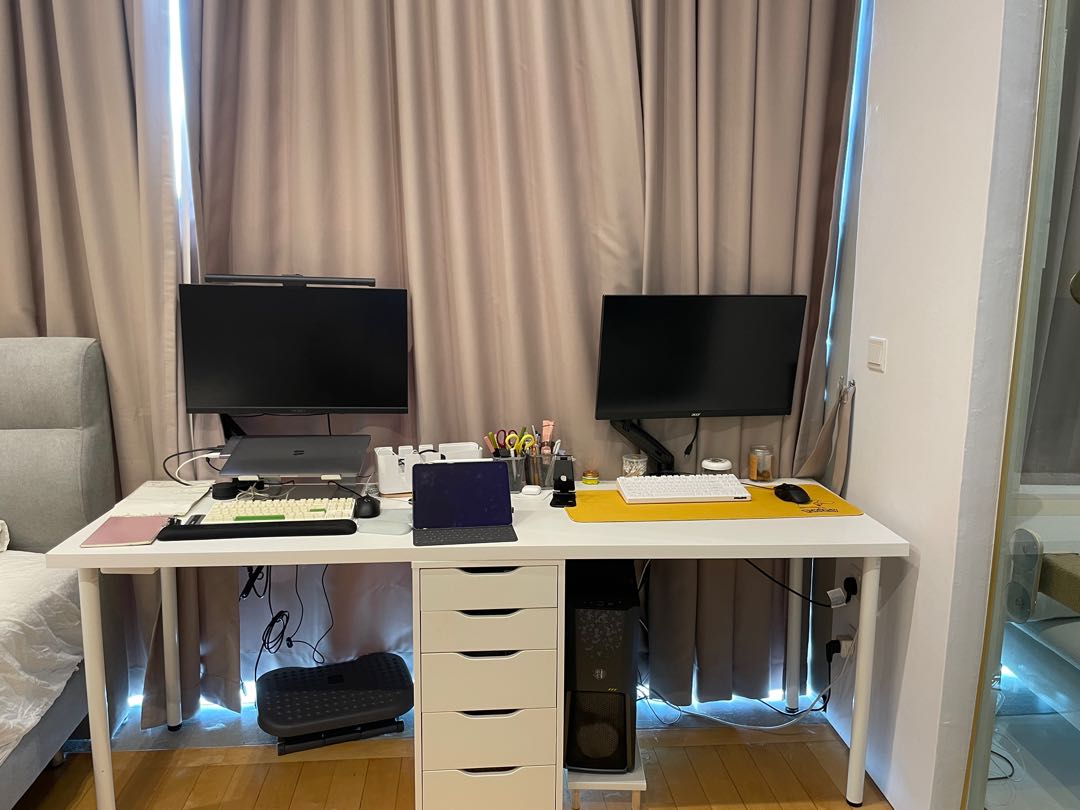 IKEA Study Table 200 * 60 cm with Alex drawer , Furniture & Home Living ...