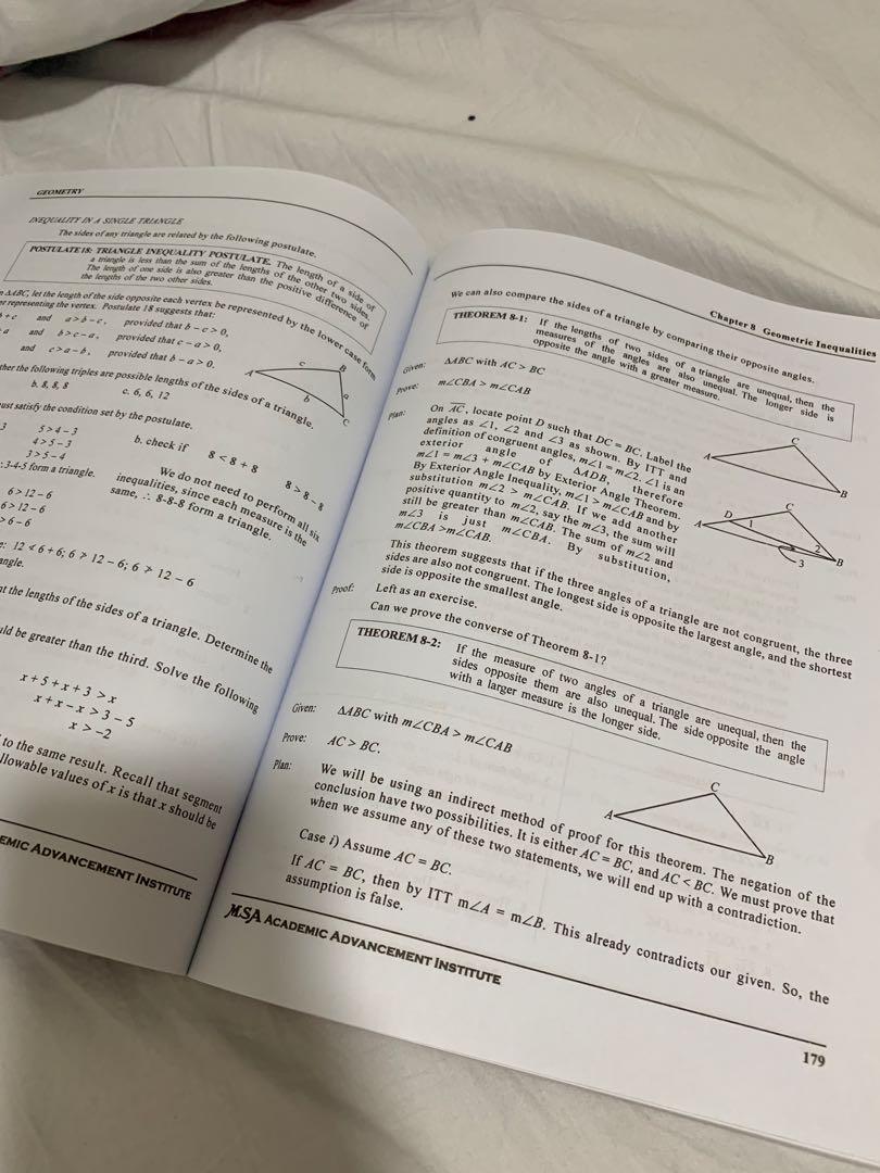 MSA Elementary Algebra / MSA Geometry Book for Entrance Exam Review ...