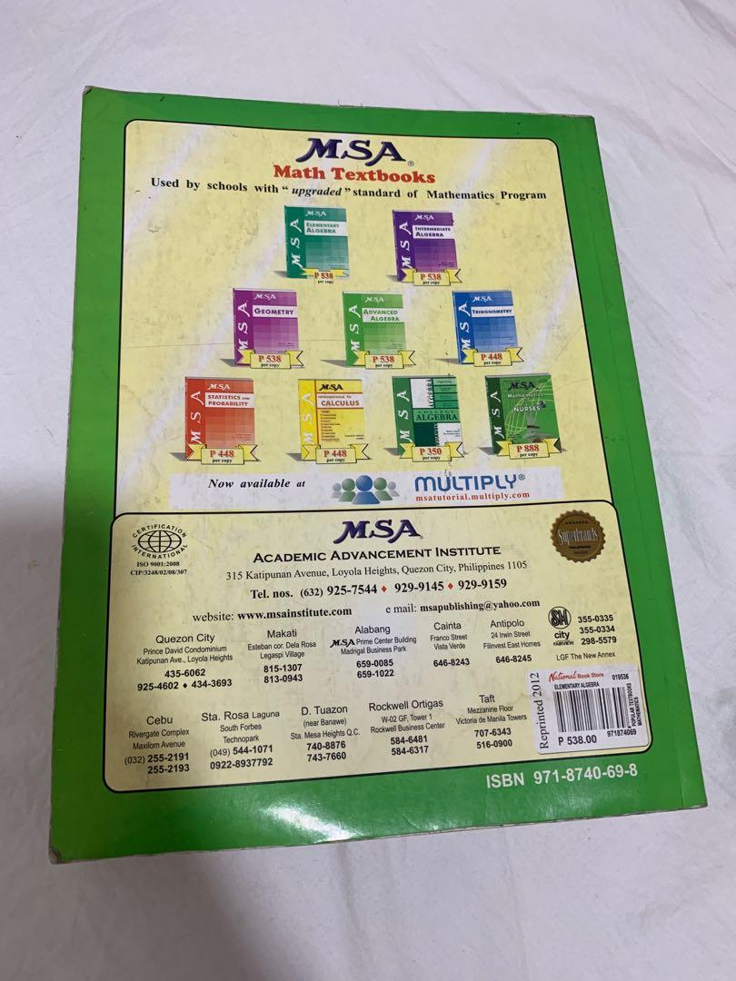 MSA Elementary Algebra / MSA Geometry Book for Entrance Exam Review ...