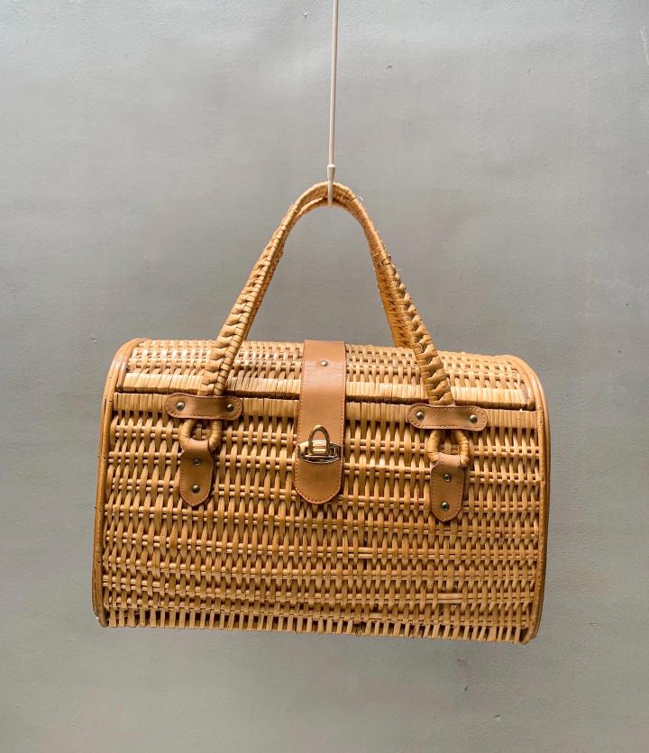Rattan Picnic Basket/ Picnic Basket/ Rattan Bag, Furniture & Home ...