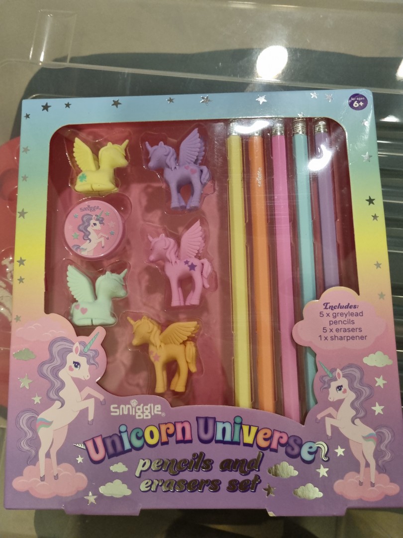 Smiggle pencil and eraser set, Hobbies & Toys, Stationery & Craft ...
