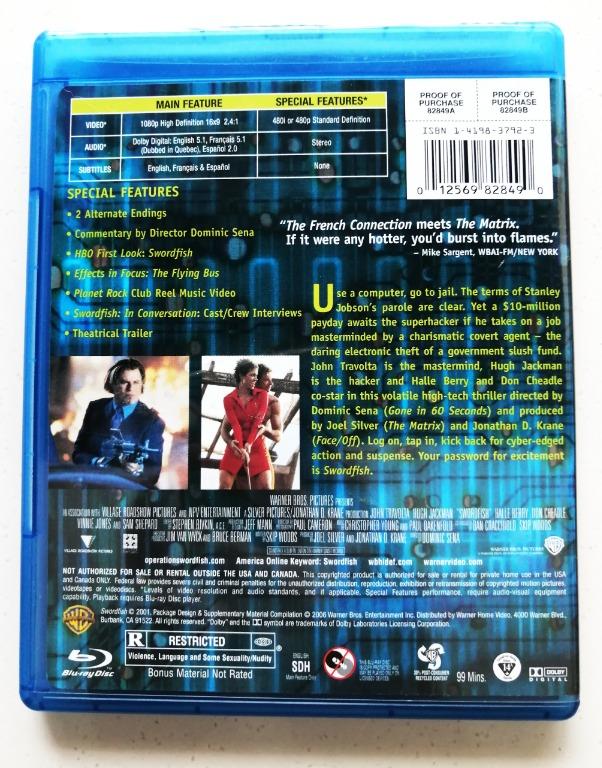 Swordfish (Genuine Blu-Ray, Amazon USA Imported Bluray, 1080p 16x9 ...
