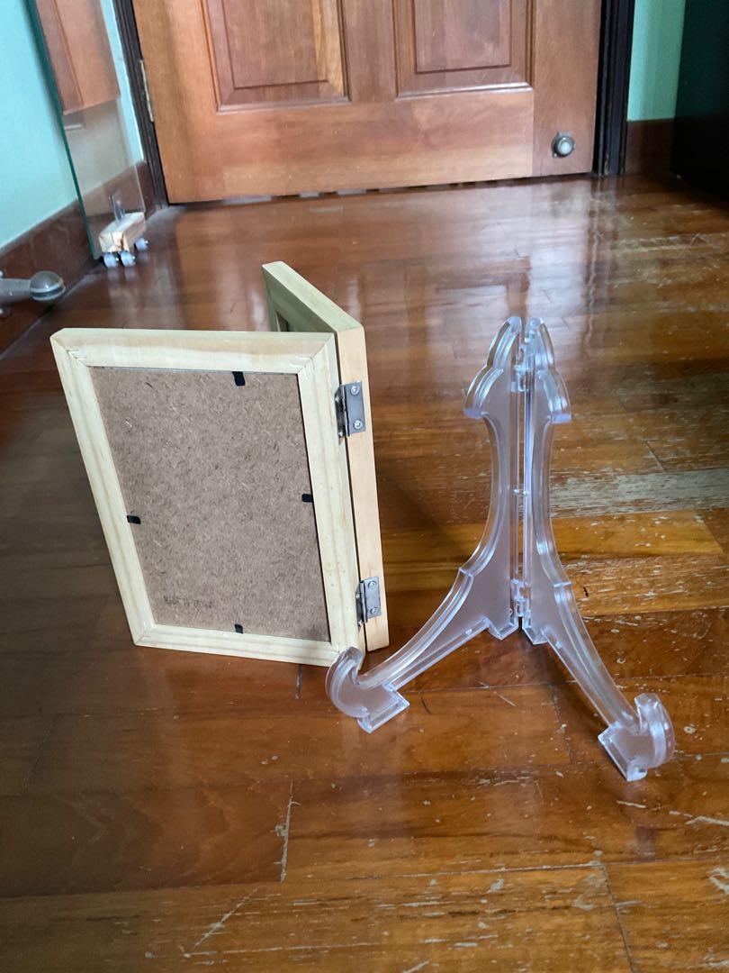 Wooden photo frame with hinge + stand, Furniture & Home Living, Home ...