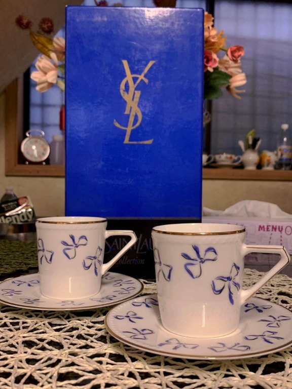 Yves Saint Laurent YSL Porcelain Cups & Saucer Set, Furniture & Home ...