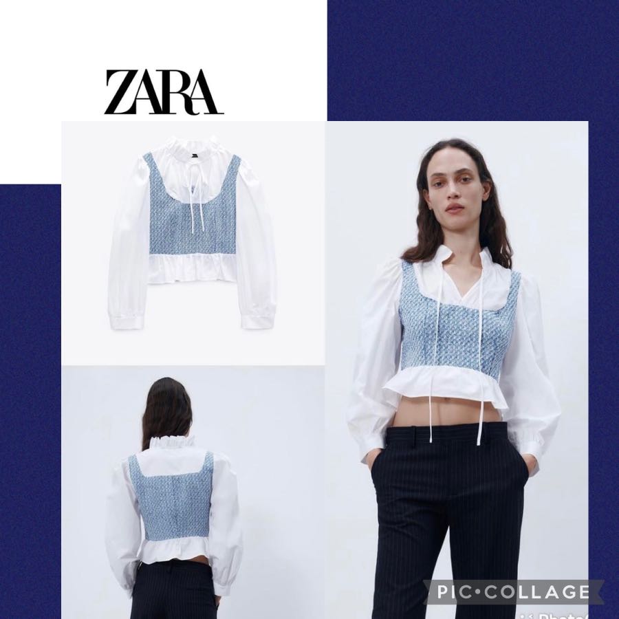 ZARA Texture combination top, Women's Fashion, Tops, Longsleeves on ...
