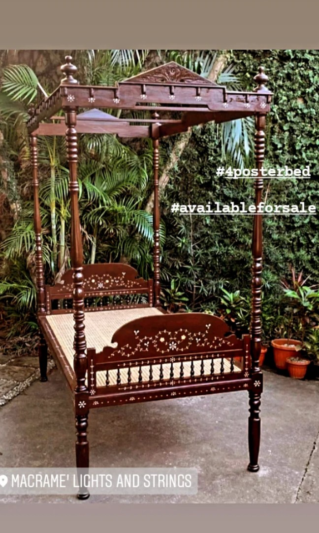 4 poster bed with canopy solid narra with solihiya, Furniture & Home ...