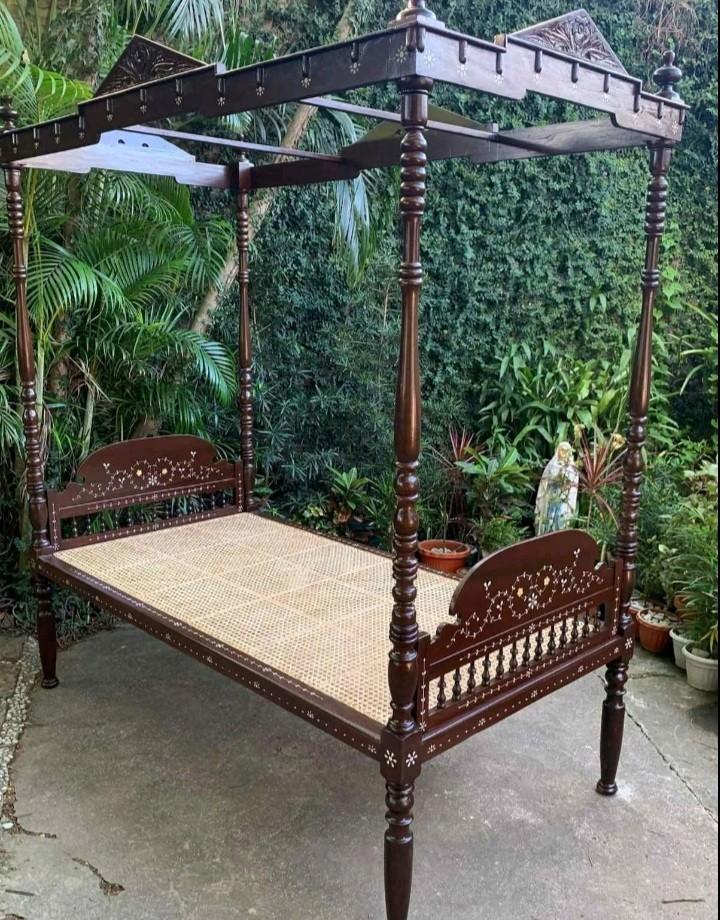 4 poster bed with canopy solid narra with solihiya, Furniture & Home ...