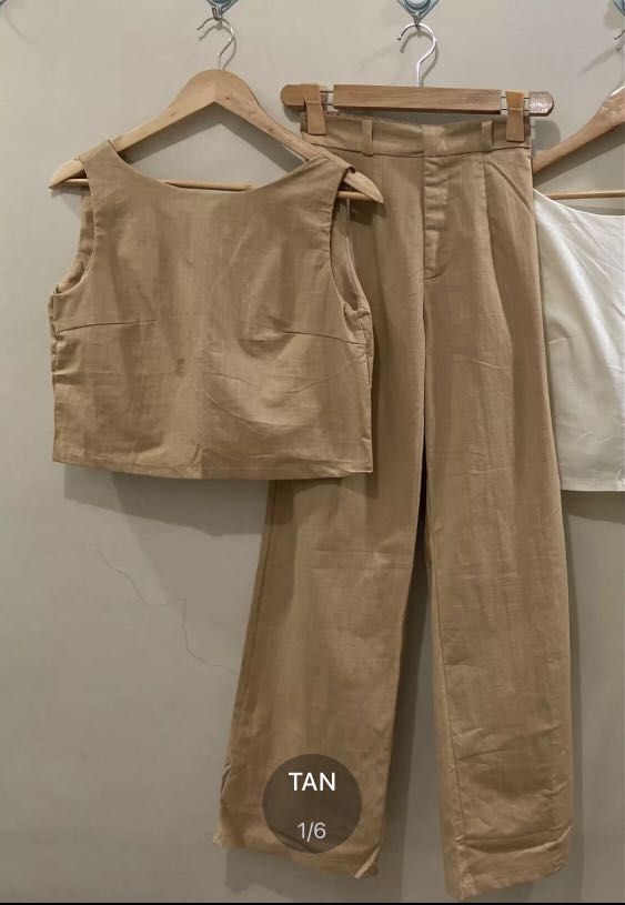 Beige Linen Coordinates, Women's Fashion, Dresses & Sets, Sets or ...
