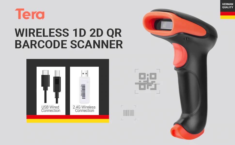 [BNIB] Tera (HW0005) 2D QR Barcode Scanner Wireless, USB Wired 1D ...
