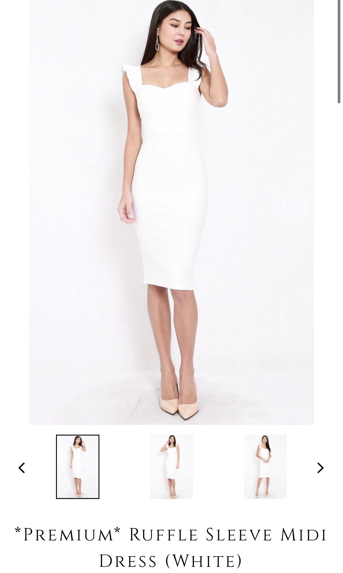 Carrislabelle ruffle sleeve midi dress in white, Women's Fashion, Dresses & Sets, Dresses on ...