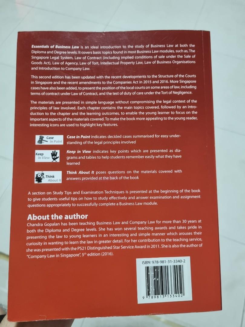 Essentials of Business Law 2nd edition Chandra Gopalan, Hobbies & Toys ...