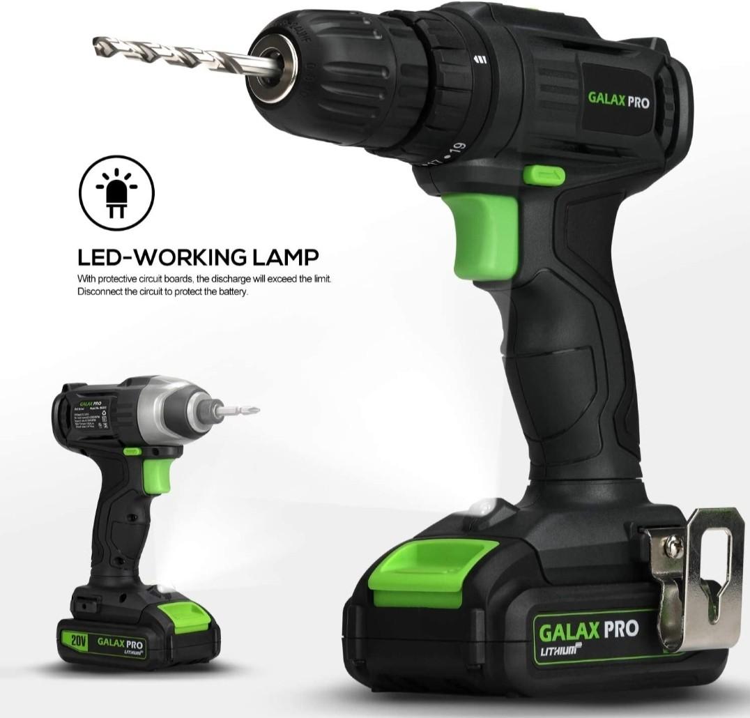 GALAX PRO DC PROFESSIONAL 20V LITHIUM CORDLESS 2-SPEED DRILL IMPACT ...