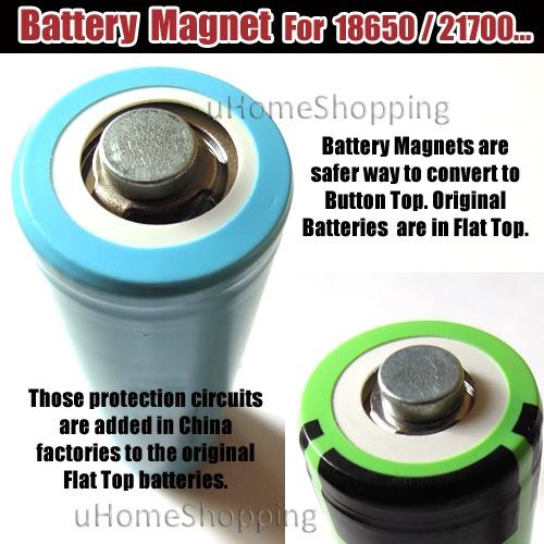 Mini Battery Magnet - Flat Top To Button Top Conversion Strong Battery ...