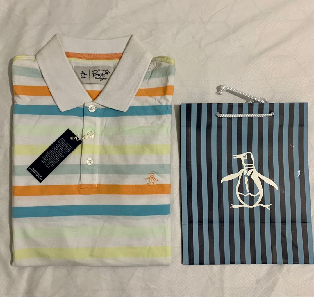 Penguin Polo Shirt Pastel Color Stripes Heritage Slim Fit (Small), Men ...