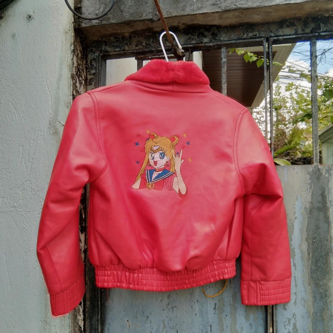 sailor moon red vintage faux leather cropped jacket (probably 4 ...