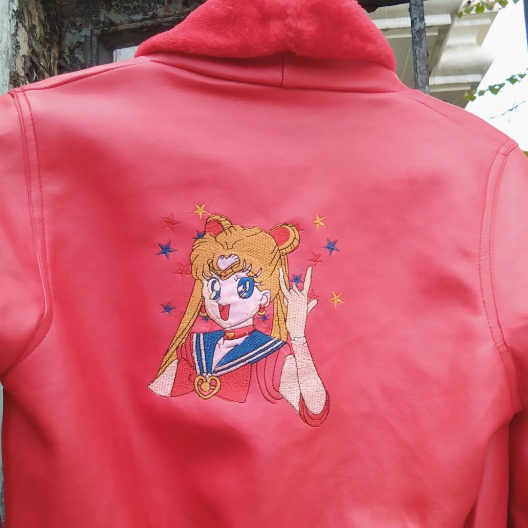 sailor moon red vintage faux leather cropped jacket (probably 4 ...