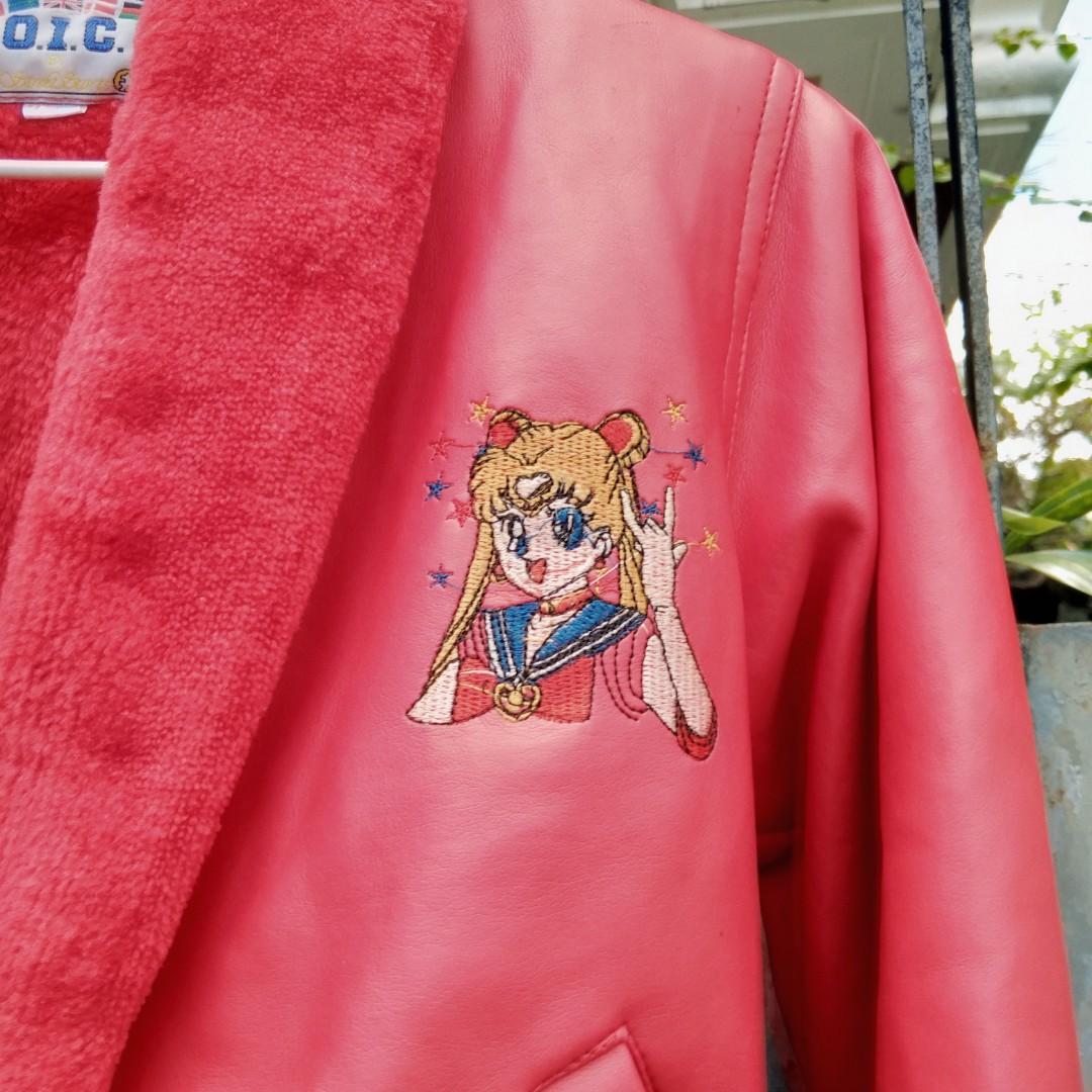 sailor moon red vintage faux leather cropped jacket (probably 4 ...