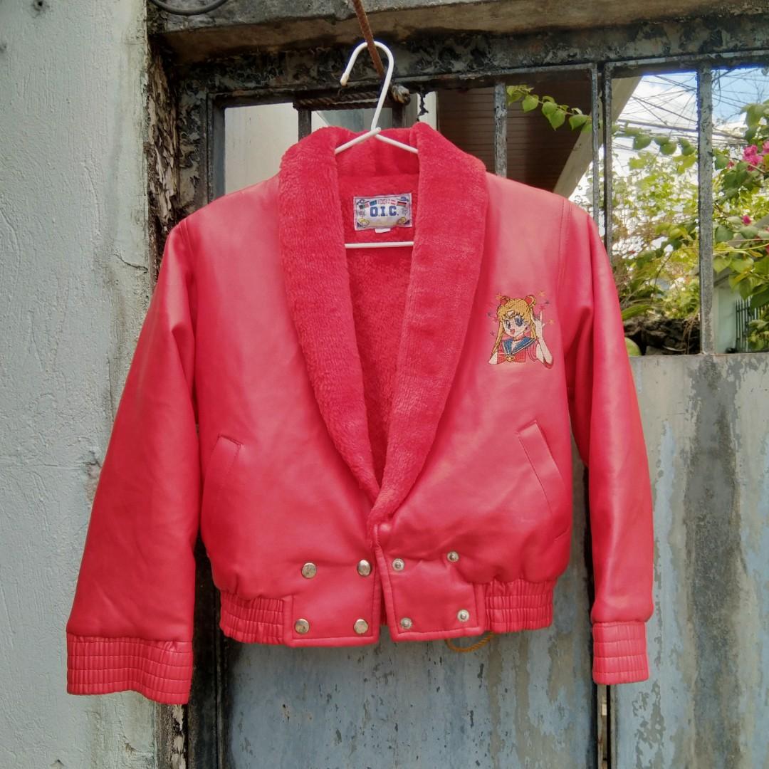 sailor moon red vintage faux leather cropped jacket (probably 4 ...