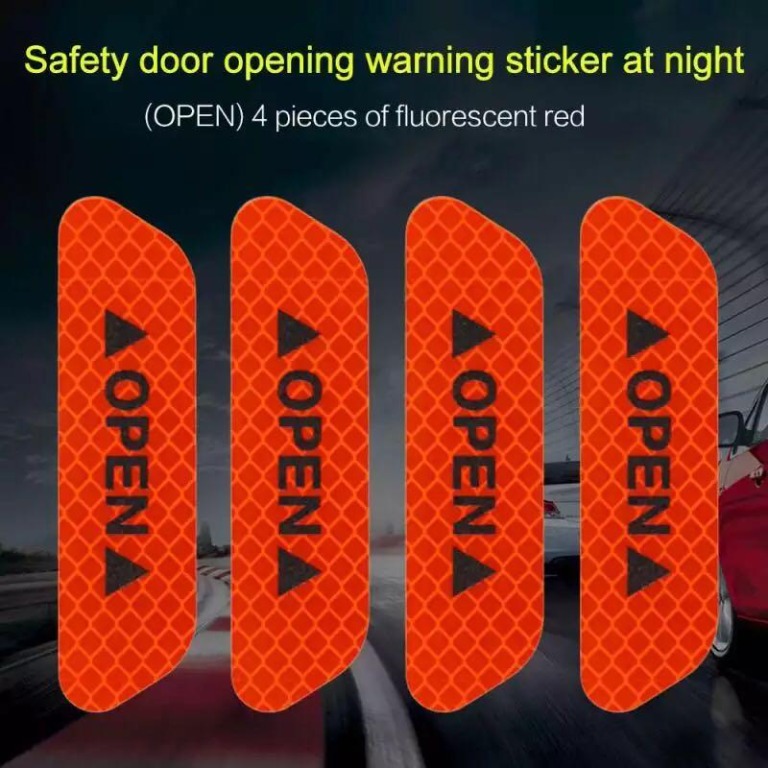 Reflective Door Open Safety Warning Decal, Car Accessories, Accessories ...